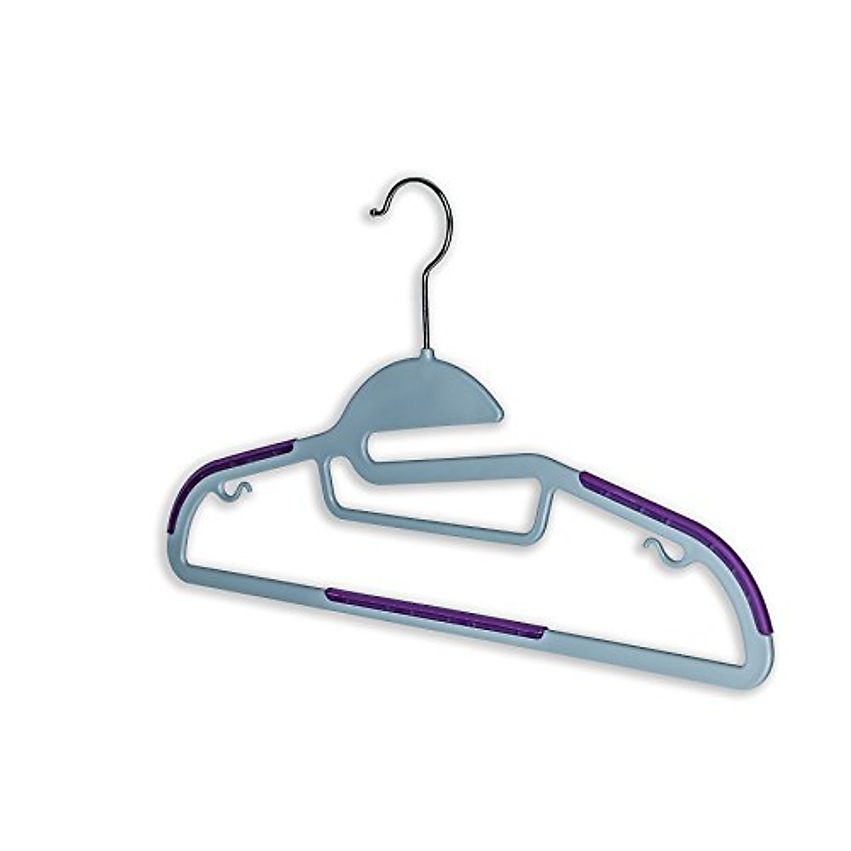 BriaUSA Dry Wet Clothes Hangers Amphibious Purple with Non-Slip Shoulder Design, Steel Swivel Hooks – Set of 10