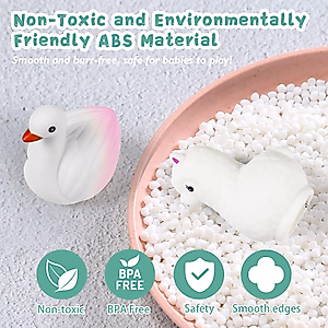 Bath Toys for Toddlers 1-3, No Hole Cute Light Up Bathtub Toys Floating Rubber Sea Animal Set with Flashing Colorful LED Light Unicorn Mermaid for Bathroom Shower Swimming Pool Party for Baby Girl Boy