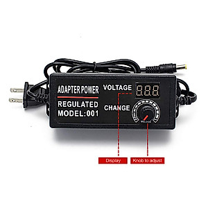 3-24V 2A Adjustable Power Adapter, Yetaida 48W Universal Switching Variable Power Supply 100-240V AC to DC 5V 6V 9V 12V 15V 18V 19V 20V for LCD Monitors, LCD TVs, LED Strip Lights, Routers