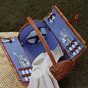 CYXI Grill Accessories,Picnic Basket,BBQ Tools Set, 13PCS Stainless Steel Grilling Kit for Travel, Picnics, RVs, Camping, BBQs, Parties and More