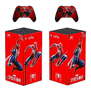 Decal Moments Xbox Series X Console Controllers Skin Decals Stickers Wrap Vinyl for Xbox Series X Console Spider Red
