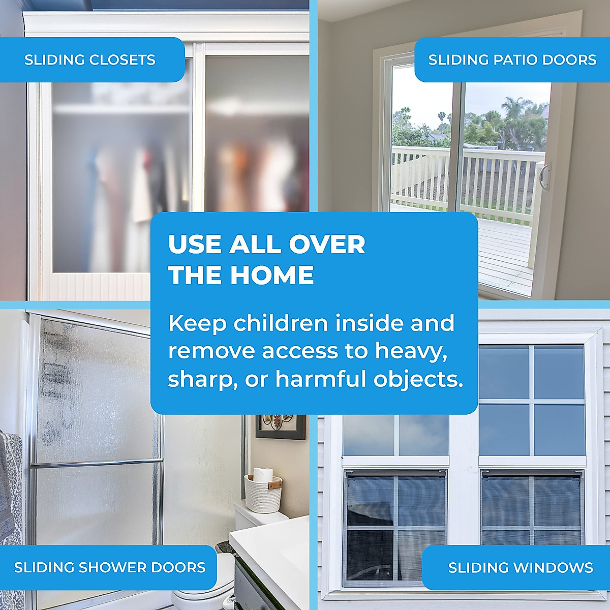 Eco-Baby Sliding Door Lock, 4 Pack Child Proof Safety Window Locks for Glass Doors