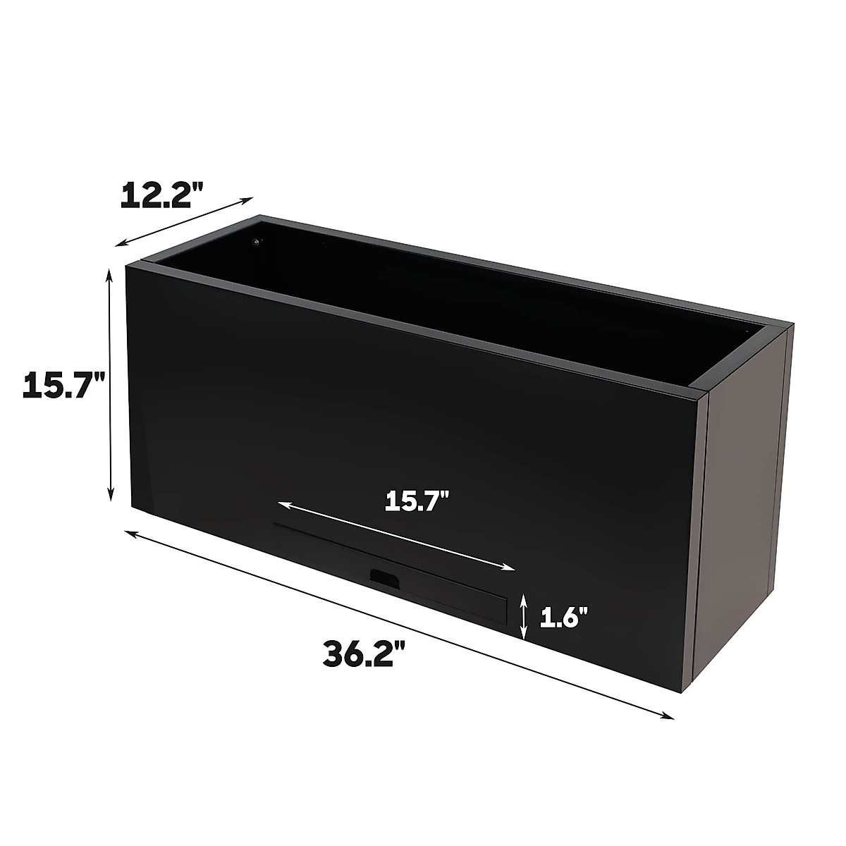 KOL Galvanized Steel Rectangular Planter Box, (16''H.x12''W.x36''L) Large Planters for Indoor Outdoor Plants,Black Powder Coated Metal Planter, Heavy Duty Modern Flower Pot, Commercial & Residential