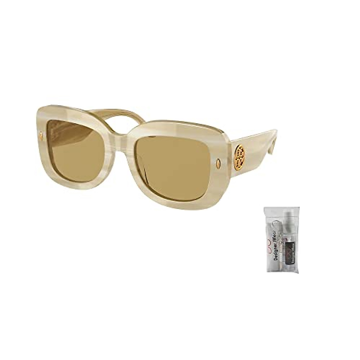 Tory Borch TY7170U 189073 51MM Ivory Horn/Solid Brown Square Sunglasses for Women + BUNDLE With Designer iWear Eyewear Kit