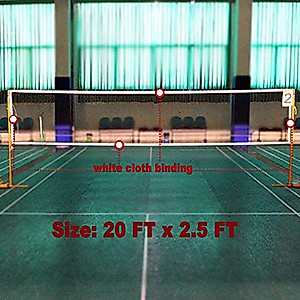 DOURR Badminton Tournament Net with Rope Cable (20 FT x 2.5 FT) (with Nylon Rope Cable)