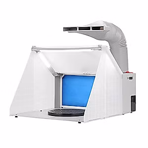 VIVOHOME Portable Airbrush Paint Spray Booth Kit with 3 LED Lights Turn Table and Filter Hose for Model Cake Craft Nail Toy Part