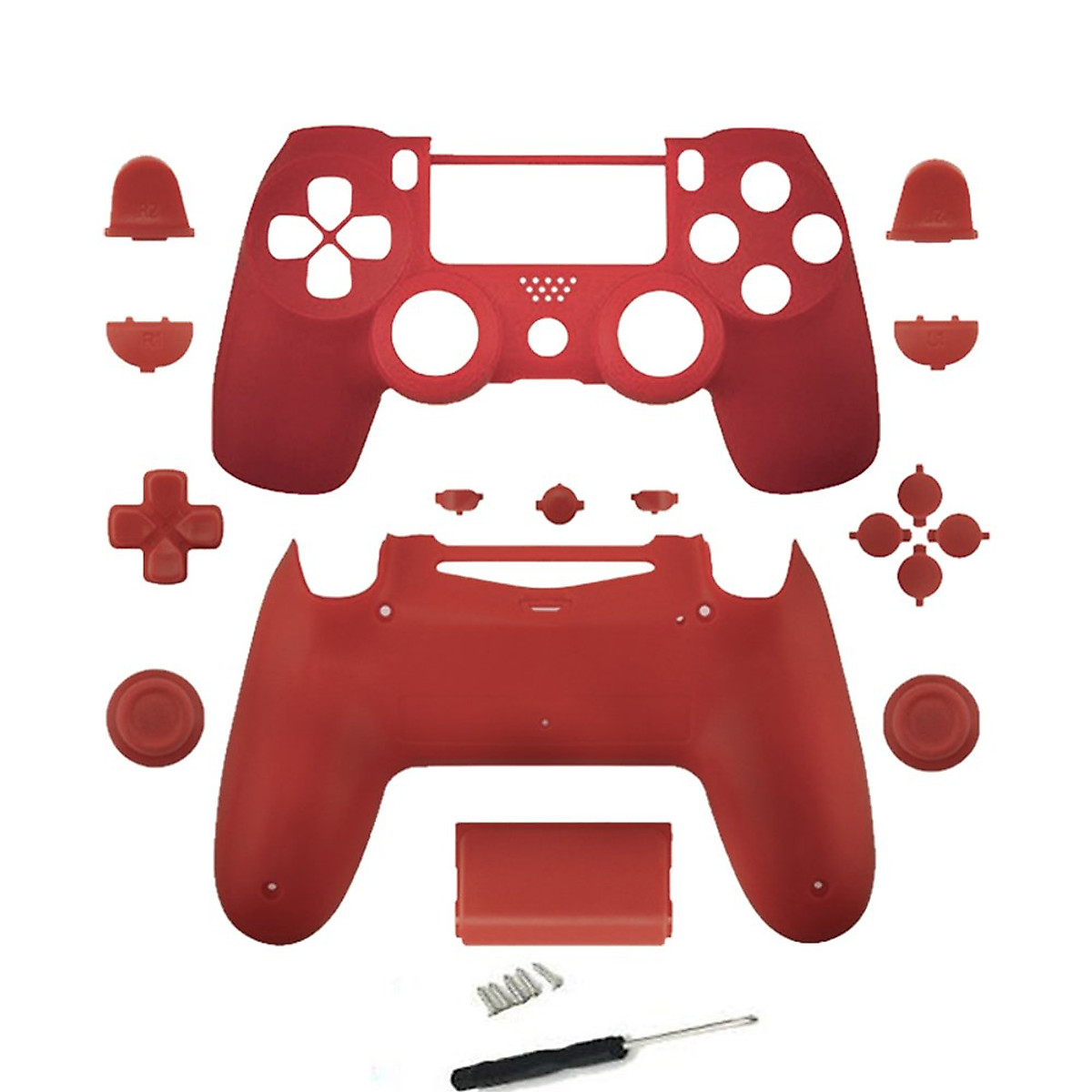 Ambertown Replacement Full Housing Shell Case Cover with Buttons Mod Kit for PS4 Pro Slim for Sony Playstation 4 Dualshock 4 PS4 Slim Pro Wireless Controller - Red