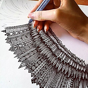 Set of 10 Black Micro-Pen Fineliner Ink Pens, Anti-Bleed & Waterproof Archival ink,Brush & Calligraphy Tip Nibs - Artist Illustration, Office Documents, Scrapbooking, Technical Drawing