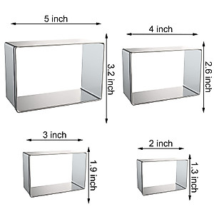 Rectangle Cookie Cutter Set Large - 5 Inch, 4 Inch, 3 Inch, 2 Inch - Geometric Cookie Cutters Shapes Biscuit Molds - Stainless Steel