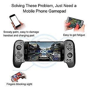 Tidoom Telescopic Mobile Game Controller Gamepad Wireless Bluetooth Controller Compatible for Android iOS Phone Flexible Joystick Black