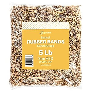 BILINNY Rubber Bands Size 33 - 5 lb. Bulk Pack Made in USA - Tan Color - 3.5 X 1/8 inches RubberBands