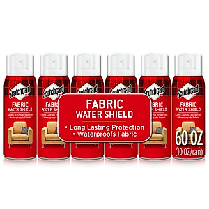 Scotchgard Fabric Water Shield, 60 Ounces (Six, 10 Ounce Cans), Repels Water, Ideal for Couches, Pillows, Furniture, Shoes and More, Long Lasting Protection
