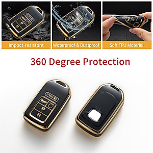 Gematay for Honda Key Fob Cover with Keychain Lanyard, Soft TPU Key Fob Protector Compatible with Honda Accord Civic CRV Pilot Odyssey Smart Key Case Holder