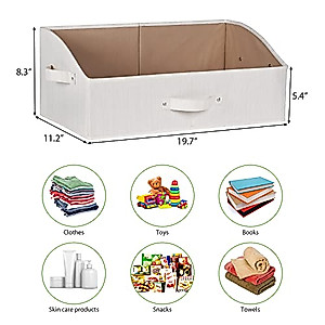 KEEGH Storage Bins for Closet Shelves Storage Baskets for Shelves Trapezoid Storage Bin Fabric Organizer Bins for Clothes with Handles,Beige,Set of 3