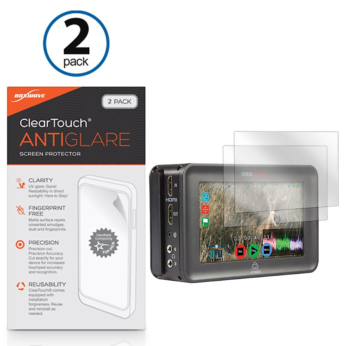 BoxWave Screen Protector Compatible With Atomos Ninja Blade (Screen Protector ClearTouch Anti-Glare (2-Pack), Anti-Fingerprint Matte Film Skin for Atomos Ninja Blade