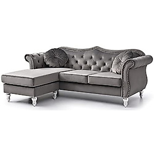 Glory Furniture Hollywood Reversible Sectional, Dark Gray