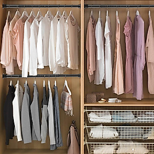 Closet Rod, 17 to 40 Inch 1.3 Inch Diameter Heavy-Duty Adjustable Closet Rods for Hanging Clothes Closet Hanging Rod Metal Matte Black Closet Poles for Wardrobes