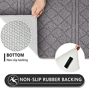 REFETONE Indoor Door Mat, 24x36, Non-Slip Absorbent Resist Dirt Door Rug, Machine Washable Low-Profile Inside Floor Mat Doormats for Entryway, Grey