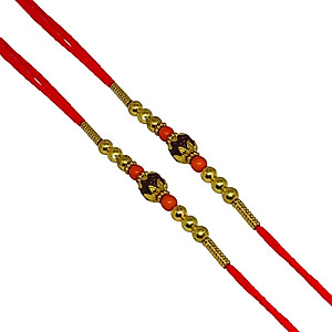 JAGMOR Set of 2 Big Rudraksha Rakhi | Bhaiya Bhabhi Rakhi Set | rakhi bracelet | rakhi for bhai | Rakhi for Brother | Indian Rakhi | rakhi for boy | Indian Rakhee | Designer Rakhi