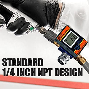 LE LEMATEC Air Compressor Regulator Valve with Digital Pressure Gauge, for Precise Control in Air/Pneumatic Tool, Spray Painting, Tire Inflation & More, ¼ NPT, Up to 160 PSI, LED Display (DAR01B)