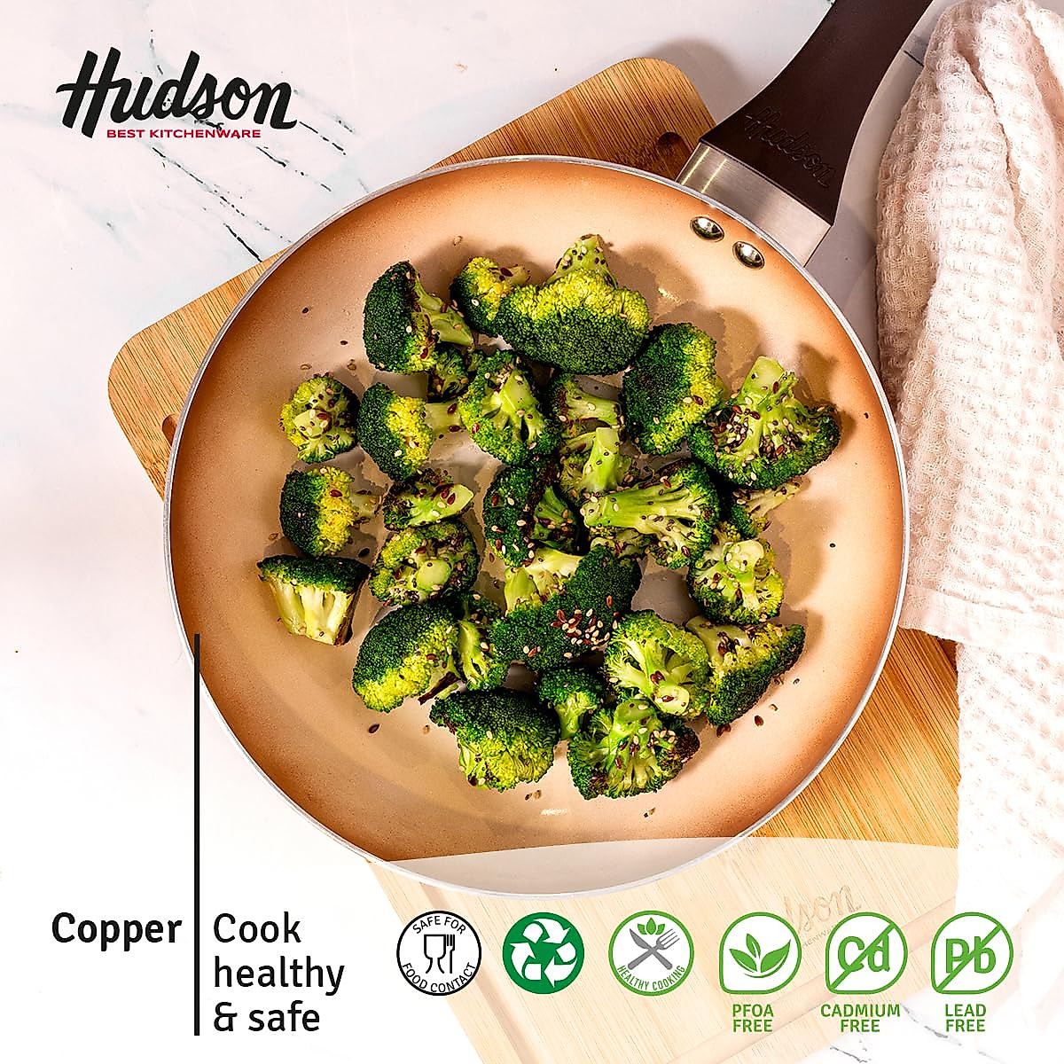 HUDSON Crepe Pan has Ceramic Nonstick, 8.7, Cookware, Pots and Pans, Copper