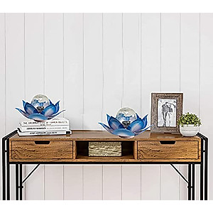 JFRISING Flower Solar Lights Outdoor Waterproof Decoration,Pink Lotus Garden Decor Gifts for Mother Wife Lover Girl Daughter Family Friend,Crackle Globe Glass Lotus for Patio Lawn Walkway Tabletop