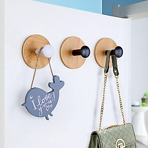 DSWINCE 4pack Decorative Wood Wall Hook Coat Hooks for Hanging Adhesive Waterproof Wall Hook Clothes Bag Key Hanger Hook Bedroom Kitchen Bathroom Door Robe Towel Hooks-White