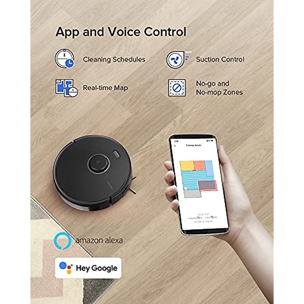 roborock S5 MAX Robot Vacuum and Mop Cleaner, Self-Charging Robotic Vacuum, Lidar Navigation, Selective Room Cleaning, No-mop Zones, 2000Pa Powerful Suction, 180mins Runtime, Works with Alexa