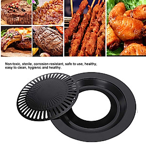 Korean BBQ Grill Plate BBQ Grill Rack Grills Portable Non Stick Tray Barbecue Household Barbecue Pan Smokeless Round Nonstick Baking Tray BBQ Roasting Tray Kitchen Utensils