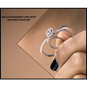 Dazzlingrock Collection 10K 5 MM Round Morganite & Diamond Bridal Halo Engagement Ring Set, Rose Gold, Size 8