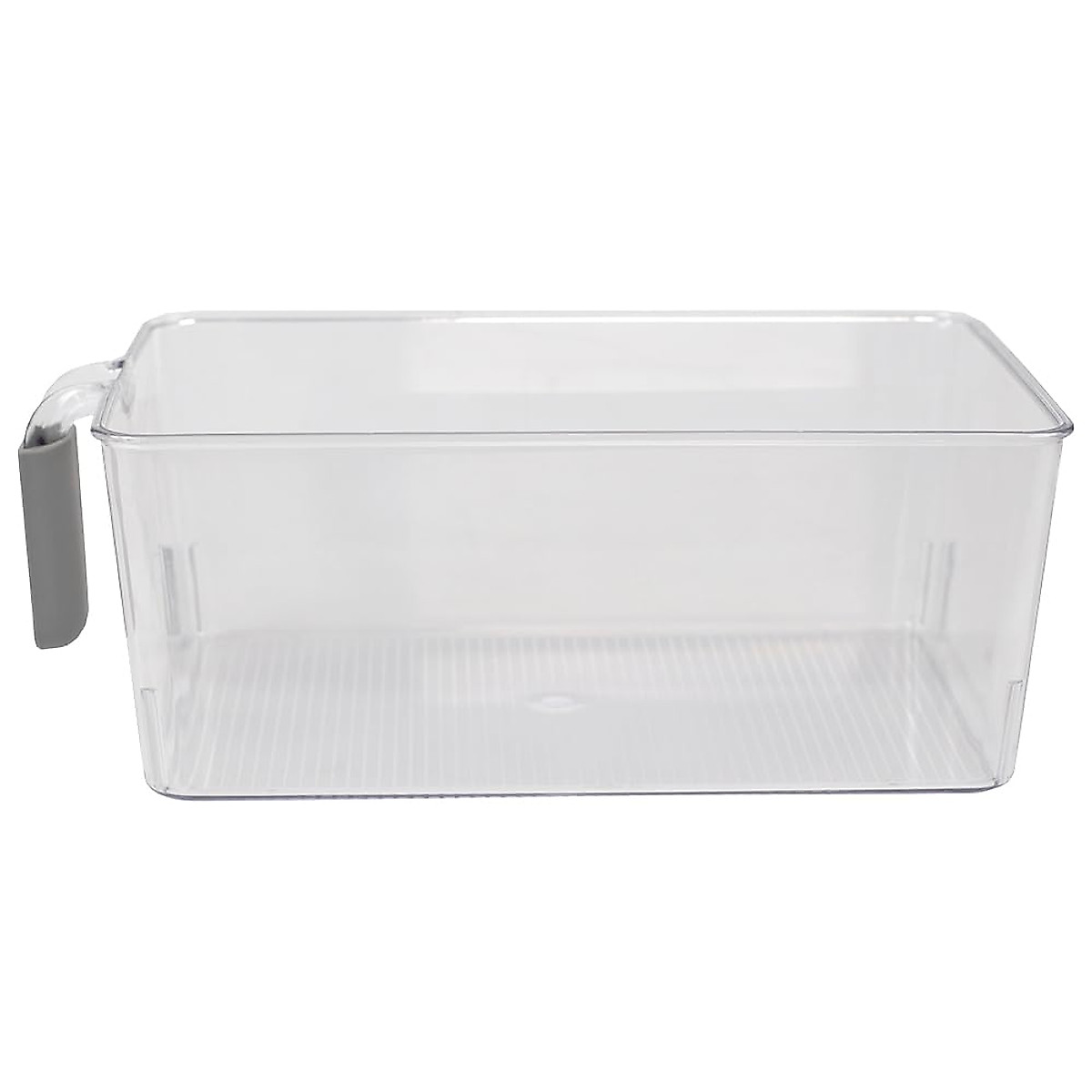 Home Basics Pull-Out Plastic Storage Bin with Soft Grip Handle for Refrigerator, Freezer & Kitchen Pantry Storage Organizer, Clear (4, LARGE)