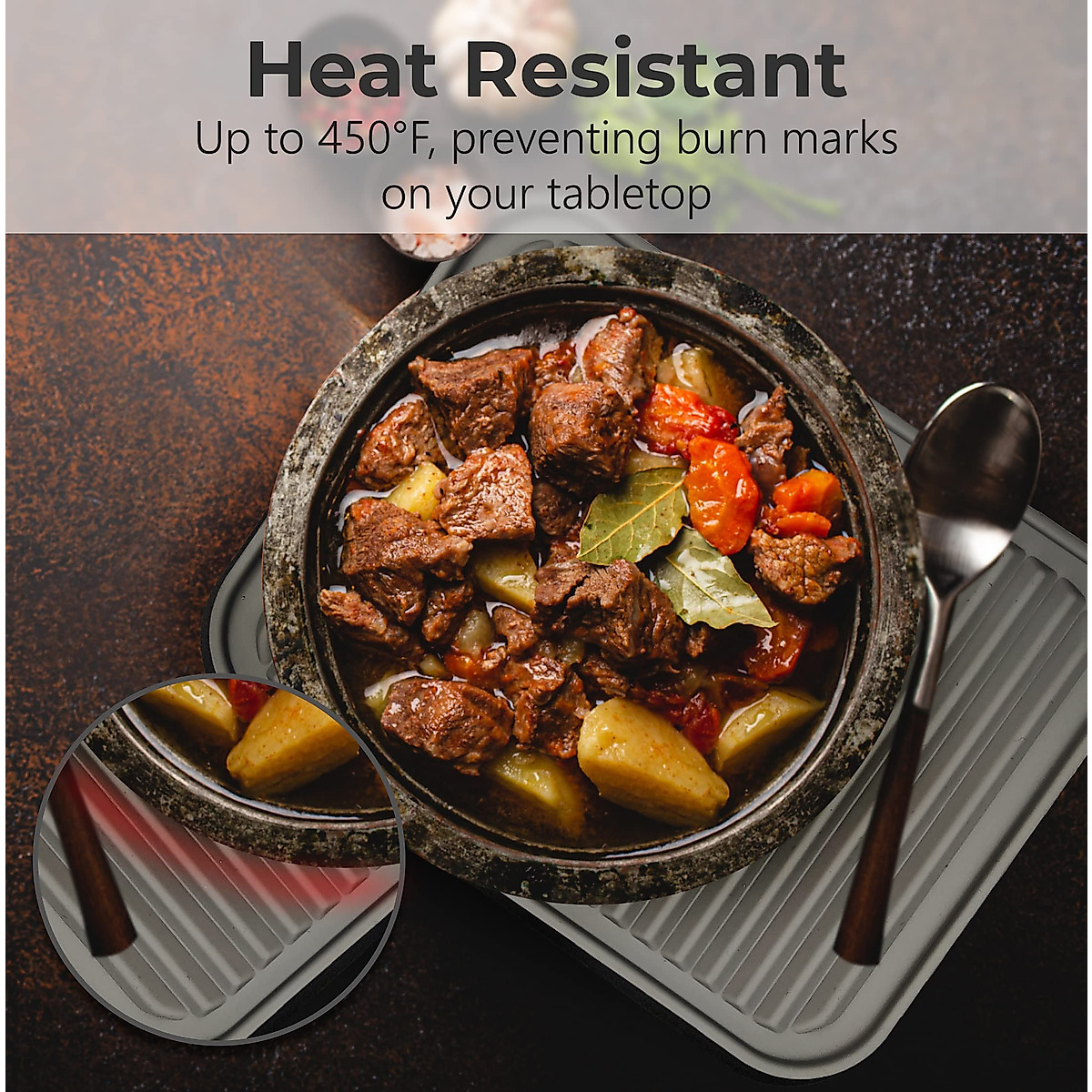 Silicone Trivets for Hot Pots and Pans (4 Pack) - Multipurpose Silicone Trivets for Hot Dishes and Hot Pot Holders (9 x 12 inch) - Silicone Heat Resistant Mats for Kitchen by Linda's Essentials (Grey)