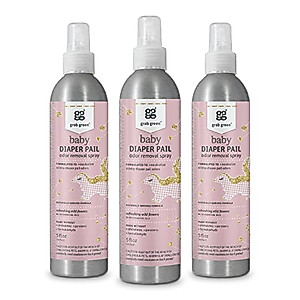 Grab Green Baby Diaper Pail Odor Removal Spray, 5 Ounce (Pack of 3), Refreshing Wild Flowers Scent, Plant and Mineral Based, Neutralizes Stinky Diaper Pail Odors