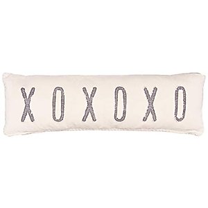 Mud Pie Polyester XOXOXO Washed Canvas Long Pillow 4163015, 1 Count (Pack of 1)