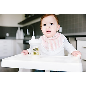 Pearhead Stemless Wine Glass and Sippy Cup Set, Matching Mom and Baby Drinkware Set, Accessory for New Moms and Expecting Mothers, Gold