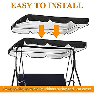 BTURYT Swing Canopy Replacement Cover, Waterproof Canopy Top Cover for 2/3 Seater Swing Chair Awning Swing Cover for Outdoor Garden Patio Yard,(top Cover only)