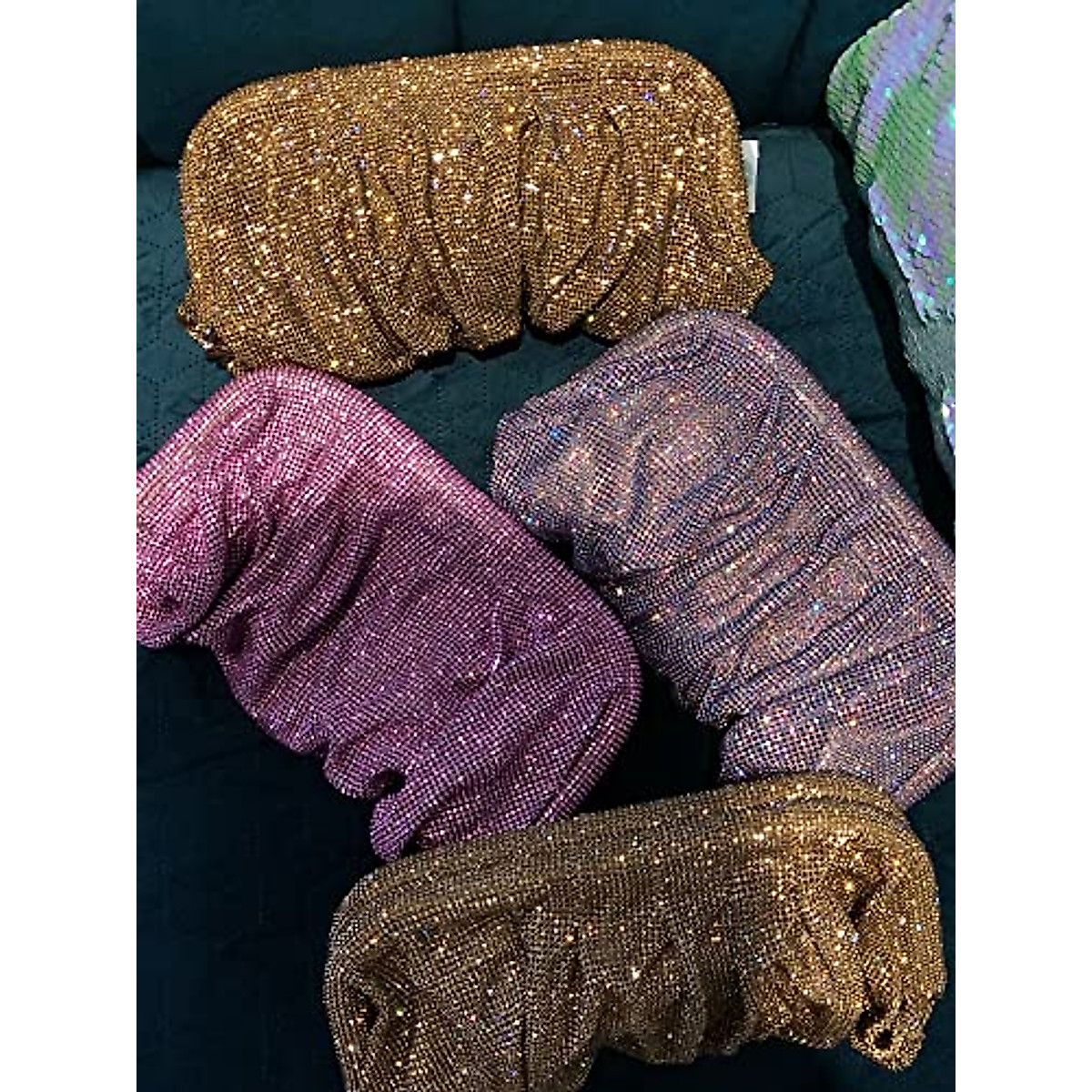 Shiny Rhinestone Dumplings Evening Clutch Bags Women Crystals Clip Purses Handbags Luxury Designer Wedding Party (Sliver 1)