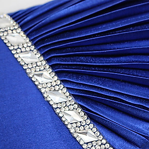 Hi-Q Women's Pleated Wedding Crystal Evening Clutch Handbags Wedding Party Clutch Purse (Sapphire blue)