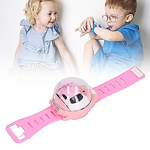 CUTULAMO Mini Watch RC Car Toy, 2.4G Independent Signal Watch RC Car Toy Dust Cover USB Cable for Outdoor(Pink Type 1)