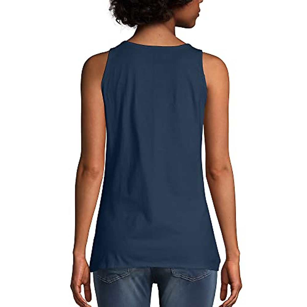 Hanes Womens Scoopneck Cotton Jersey Tank, Classic Top, Lightweight For Camisoles-lingerie, Navy, Medium US