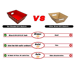 Basket For Gifts Empty, 5 PCS Sturdy Diy Bulk Gift Basket Kraft Market Tray Cardboard Basket With Handles, Gift Basket Kit Supplies Wrap To Fill For Valentines Christmas Weddings Anniversaries