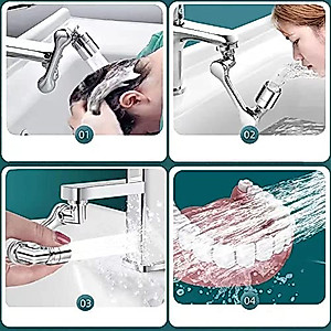 1080 Rotation Faucet Extender 1080° Large Angle Rotating Faucet Universal Rotating Sink 2 Water Outlet Modes Nozzle Faucet Adaptor, Splash Filter Dual Function Kitchen Tap Extend, Bubbler