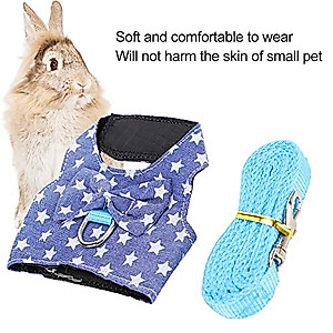 TOPINCN Rabbit Harness with Lead Set Cute Bow Tie Vest Harness Adjustable Pet Chest Walking Harness for Bunny Hamster Ferret and Small Animals(S)
