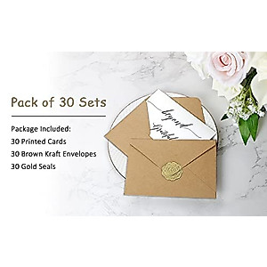 Udoula Beyond Grateful Thank You Cards with Envelopes, Pack of 30, 4x6 Folded, Elegant Fold Over Greetings, Perfect for Wedding, Bridal Shower, Baby Shower, Birthday to say thanks! (Black)