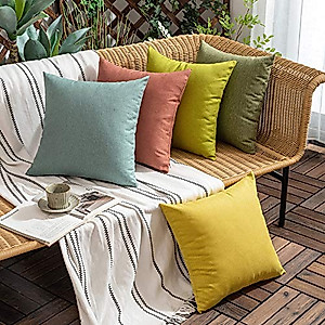Woaboy Set of 2 Outdoor Waterproof Throw Pillow Covers Decorative Farmhouse Solid Cushion Cases for Spring Bed Sofa Couch Car Living Room Teal 16x16 inch