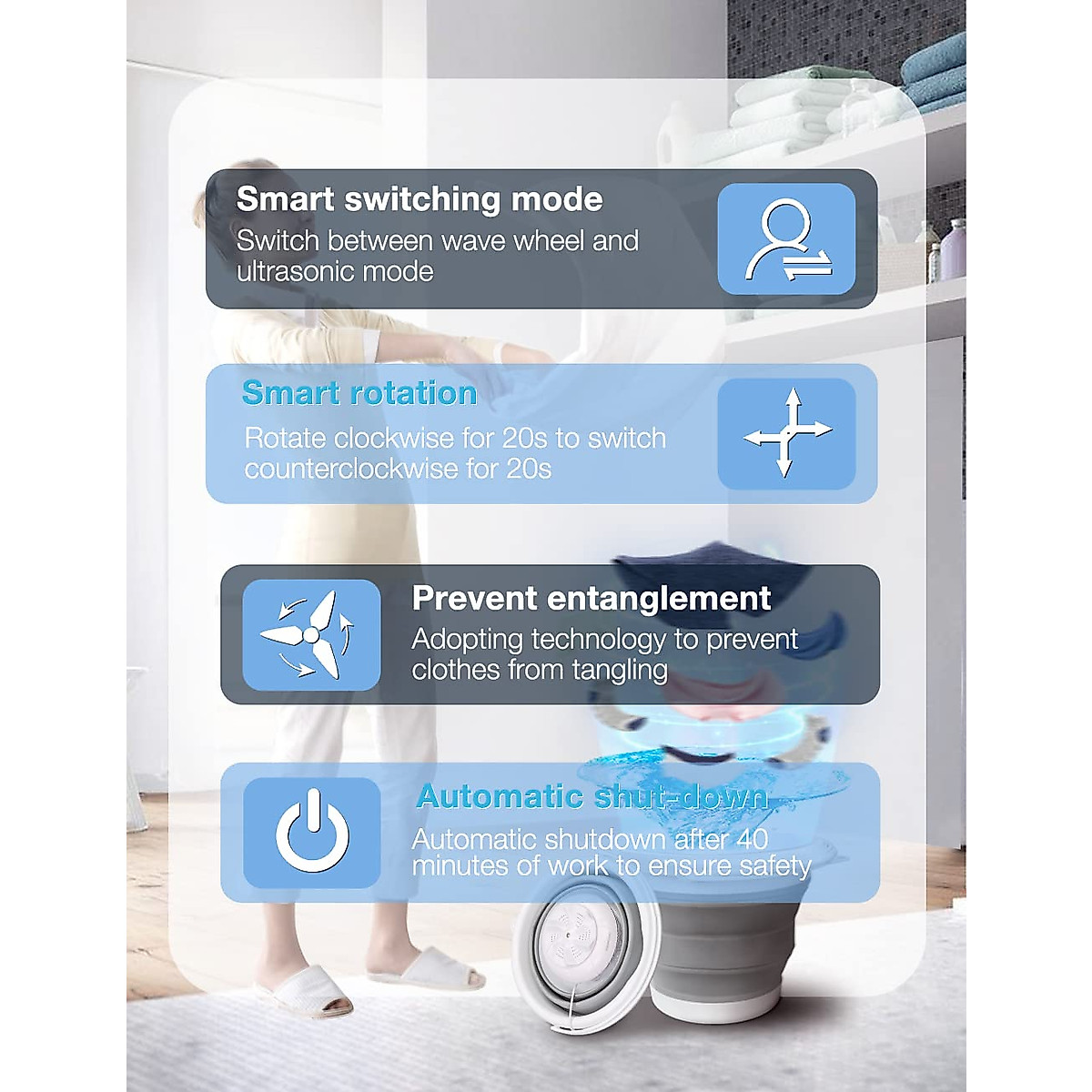 Portable Washing Machine, Mini Washing Machine with Foldable Laundry Bucket,Portable Turbo Washer by for Socks Underwear Bra, Travel Business Trip or College Rooms