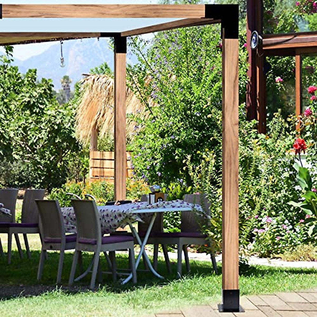 Stainless Steel Woodwork Pergola Kit - 3-Way Right Angle Corner Bracket 4x4 Metal Pergola Brackets DIY KIT - Gazebo Wood Kit Post Base Bracket Anchors Supplied by IWONGO