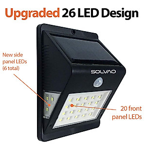 SOLVAO Solar Motion Sensor Security Light | Waterproof & Wireless | New 26 LED Design | for Outdoor, Front Door, Backyard, Steps, Garage, Garden, Deck, Patio | 1 Pack