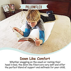 Pillowflex Sleep & Toddler Pillow (18x24 inches) - Soft Faux Synthetic Down Alternative Pillows Perfect for Toddlers, Bed Pillows for Sleeping Wedge with Neck Support and Allergy Free Kid's Pillows.