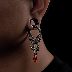 ERKUOO 1 Pair Double Dragon Ear Weights Hangers for Stretched Dangle Ears Gauges Cool Ear Tunnel Plug Earrings Stretcher Expander Piercing Jewelry Gift 8g(3mm)